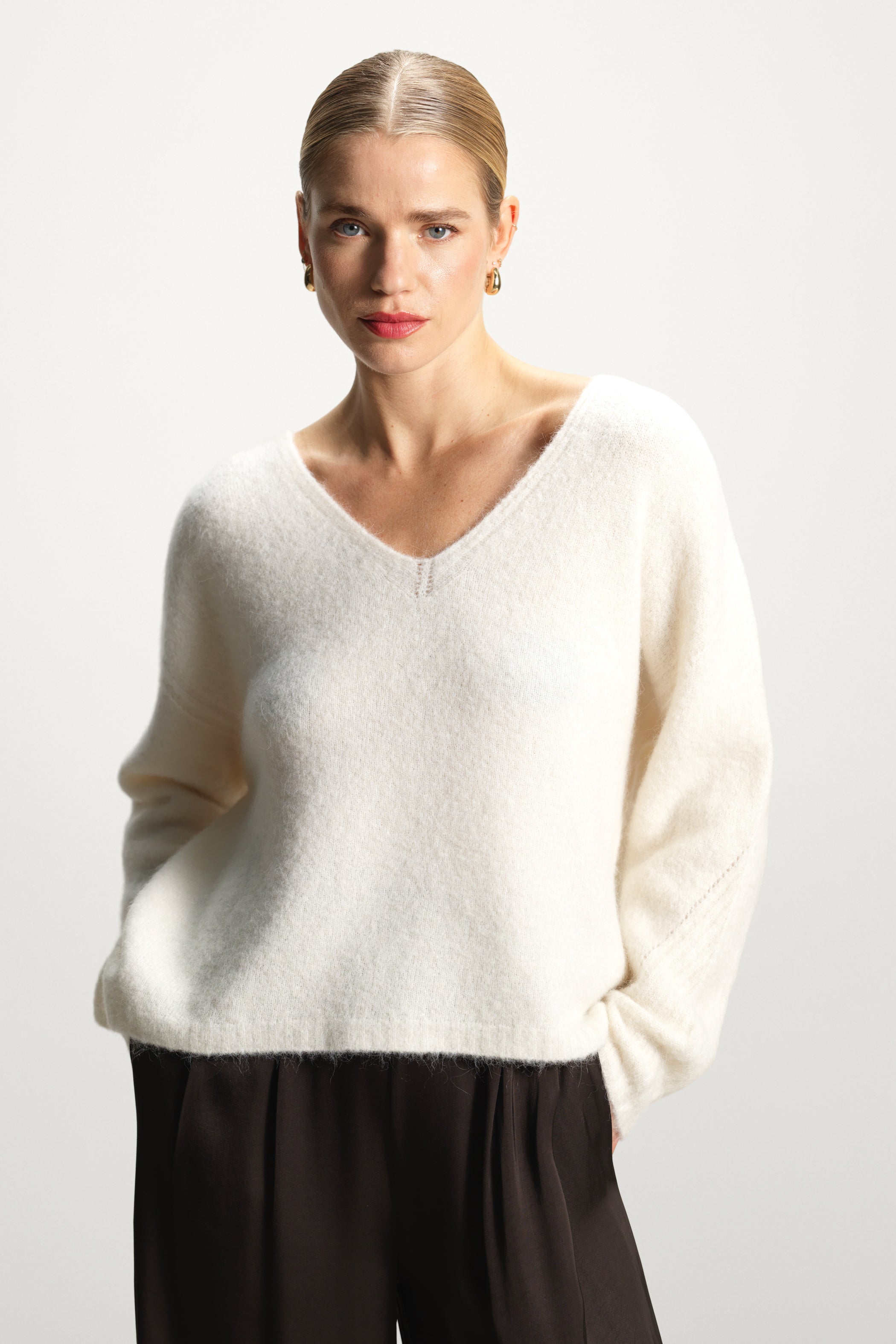 Ivory V Neck Sweater