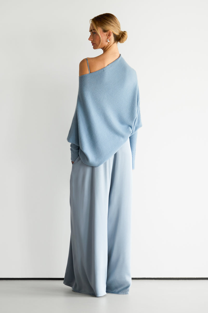 Asymmetric Draped | Dusty Blue | Seamless Knit – JAKI